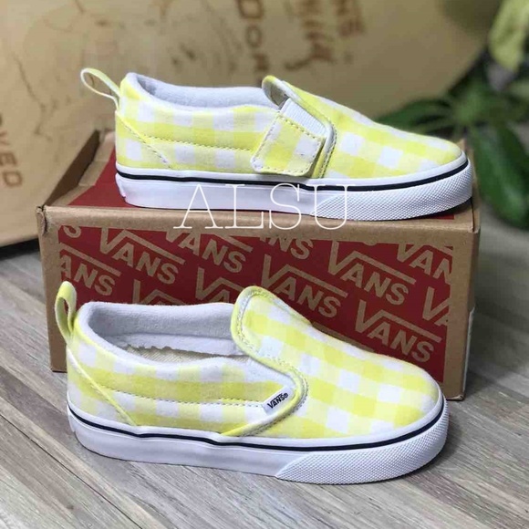 Vans | Shoes | Vans Slip On Gingham Blazing Yellow Kids Authentic ...